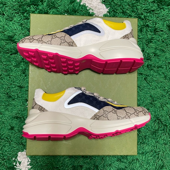 Gucci | Shoes | Gucci Rhyton Monogram Pink Mutli Sneaker | Poshmark